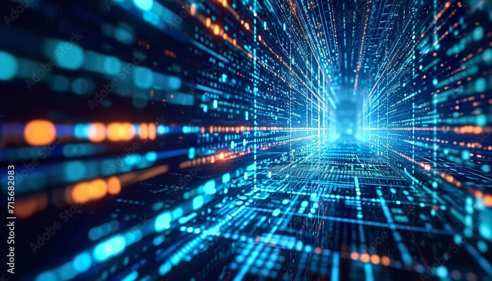 Illustration of big data in a high-speed upload and download process. Abstract background of ...