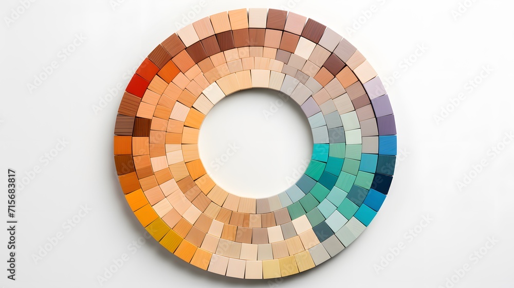 Colors in unity. Circle of colored blocks representing unity of diverse ...