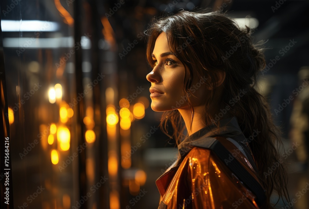 A mysterious woman stands alone in the darkness, her face hidden from ...