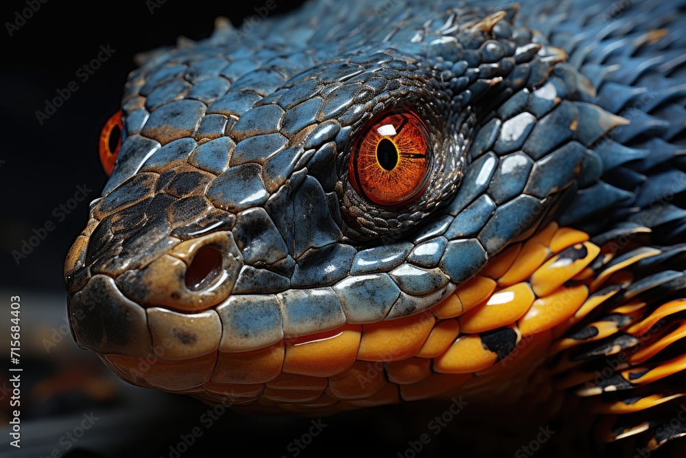 An intense gaze from a scaled reptile, revealing the primal nature of a ...