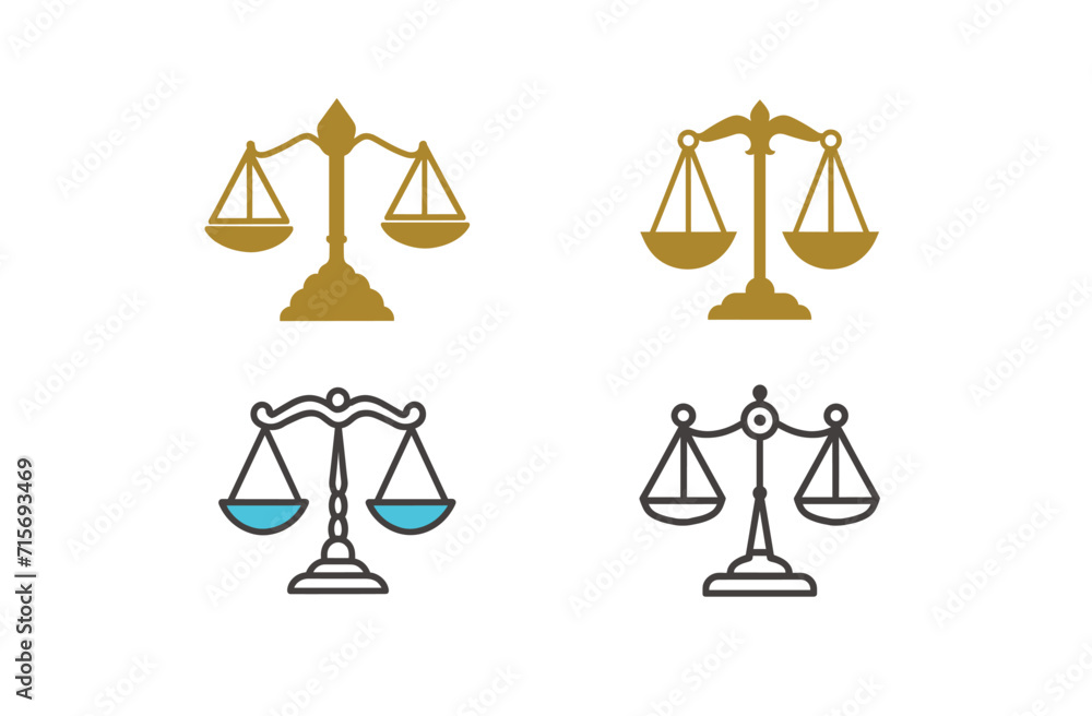 Scales of justice set. Classic balance icon. Law balance symbol. Vector ...