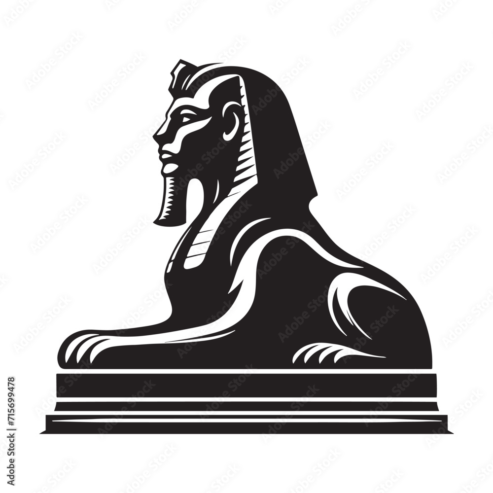Celestial Sentinel: Sphinx Silhouette - Great Sphinx of Giza Vector ...