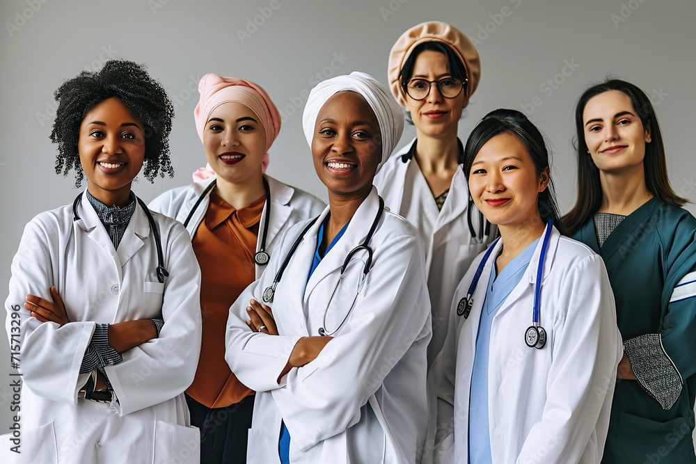 Team of health professionals from various backgrounds doctors, nurses ...