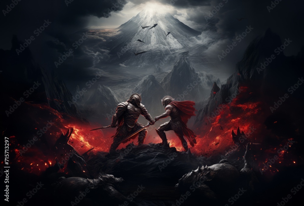 In a fierce clash, two Spartan warriors engage in a battle of valor and ...