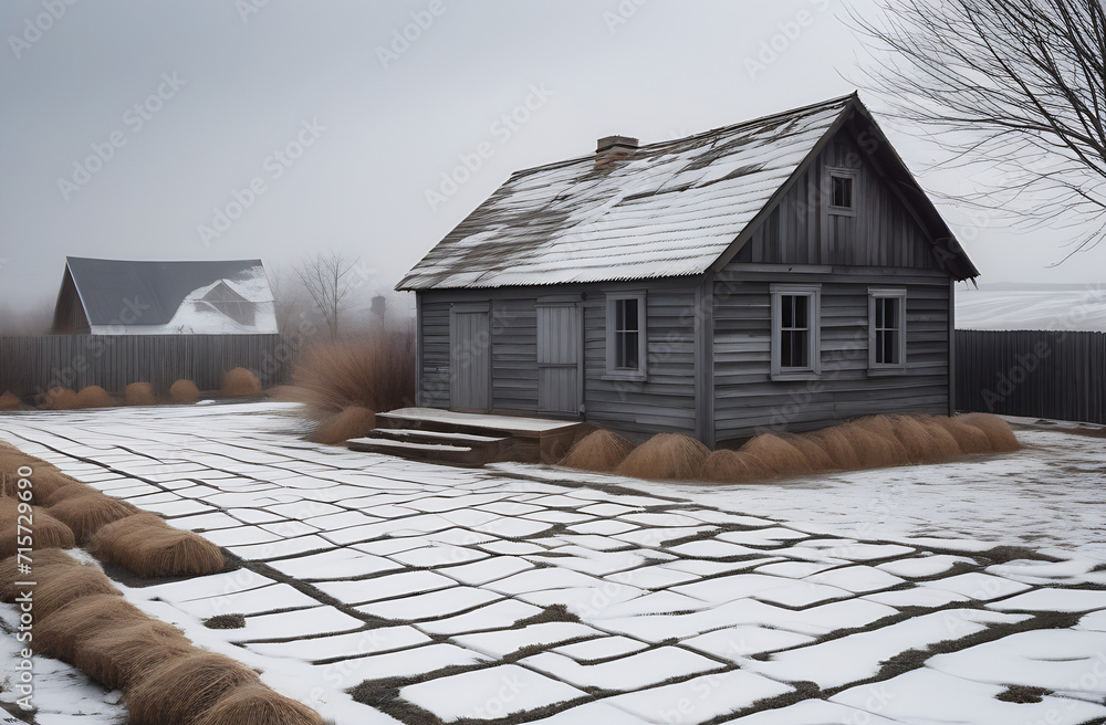 garden, vegetable garden, bare bushes without leaves in the garden ...