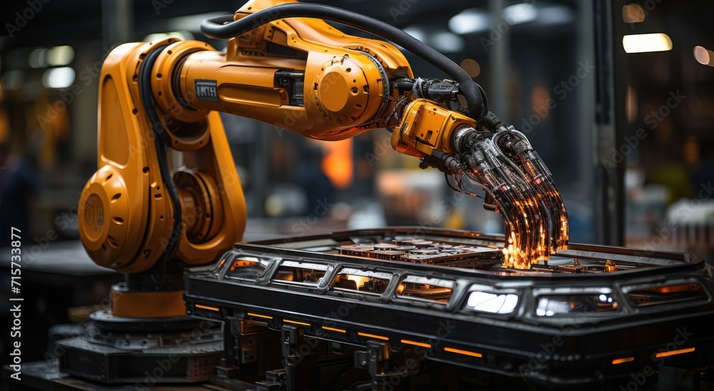 A towering robotic statue stands proudly in an indoor street, its ...