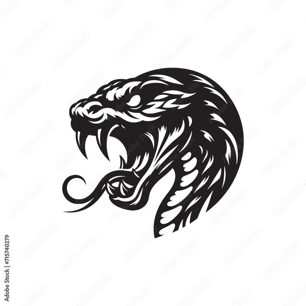 Sinuous Shadows: Snake Face Silhouette Set Weaving a Sinuous Tapestry ...