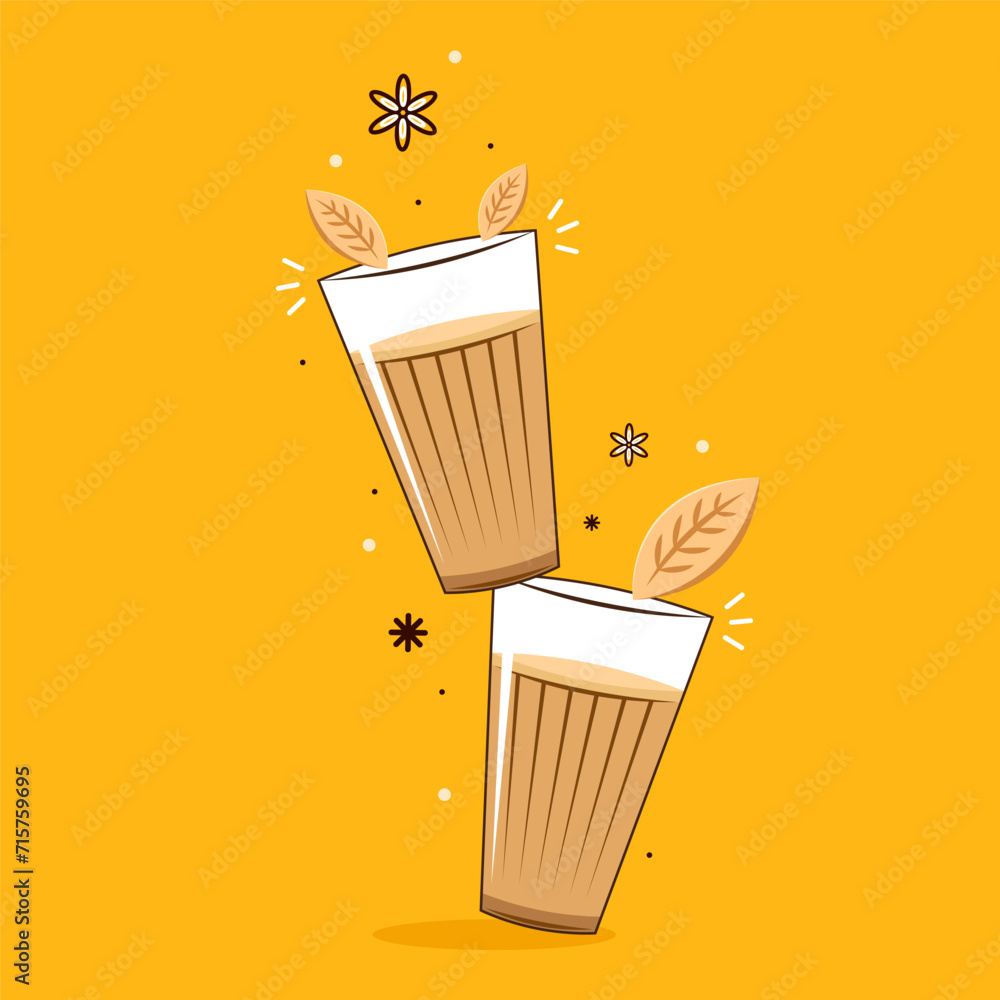 Indian hot drink vector. Indian chai icon. Chai is Indian drink. Kerala ...