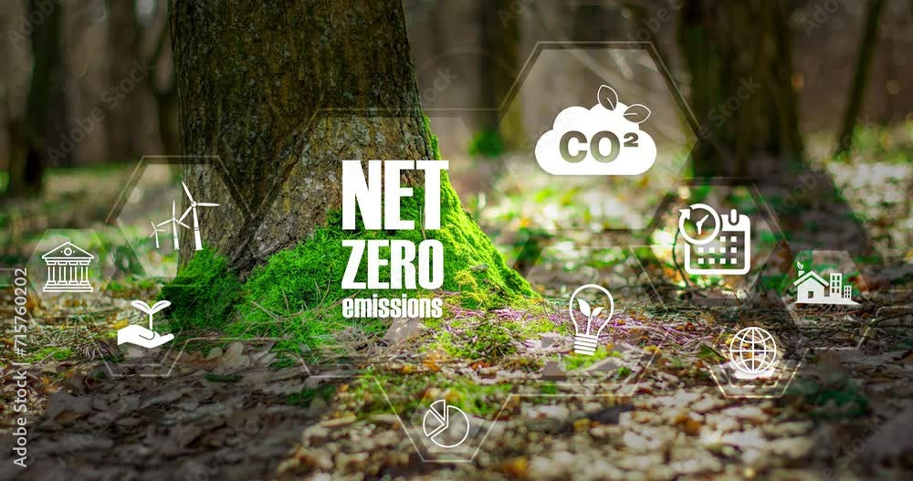 Net zero , carbon neutral concept. Net zero greenhouse gas emissions target. Climate neutral ...