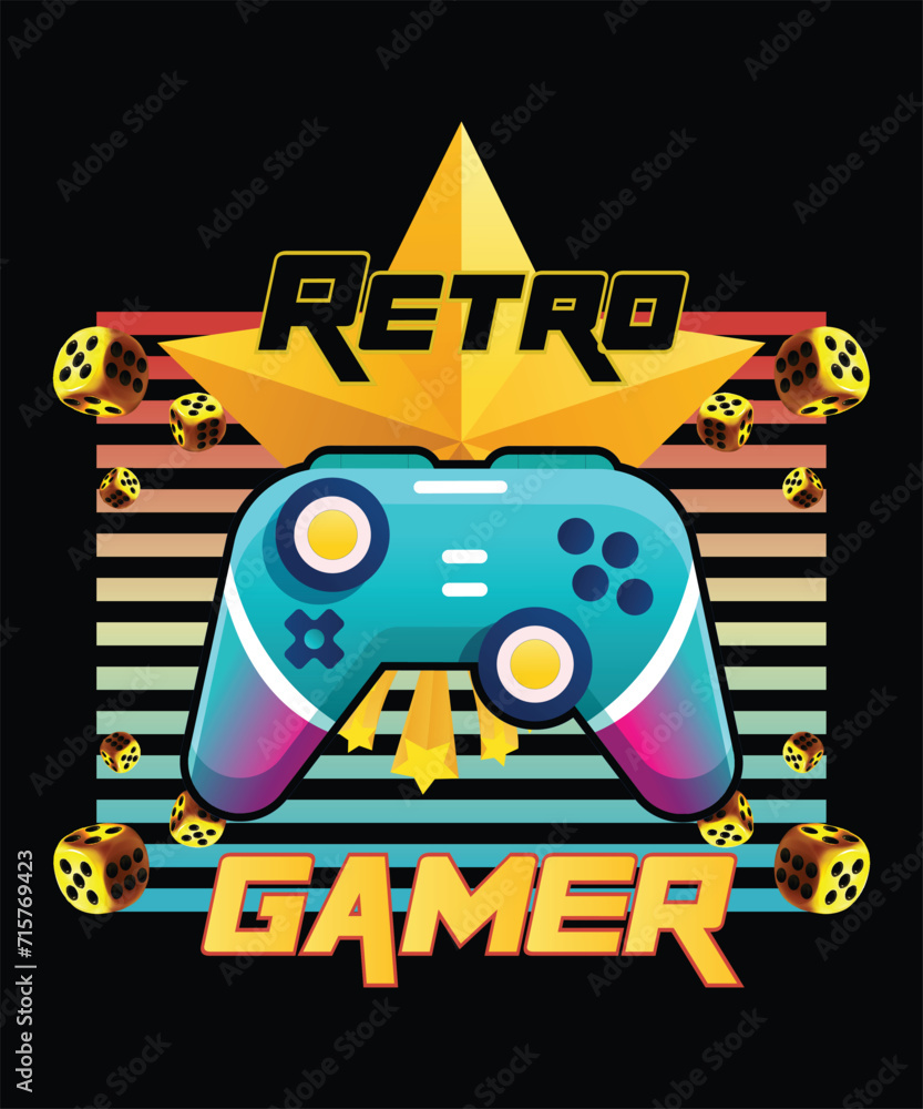 Vecteur Stock Retro Gamer Celebration Awesome Vintage Game T Shirt ...