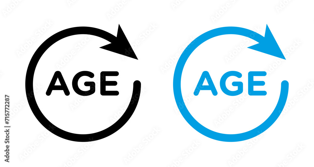 Age icon set. Old cycle imit vector logo symbol in black filled and ...