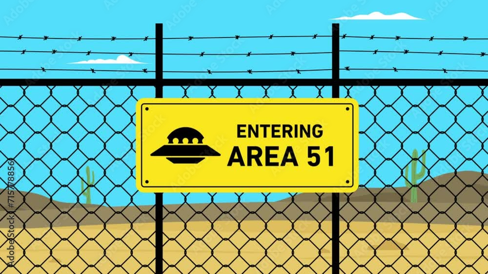 Entering area 51. Sign on a fence at the secret military base. Nevada ...