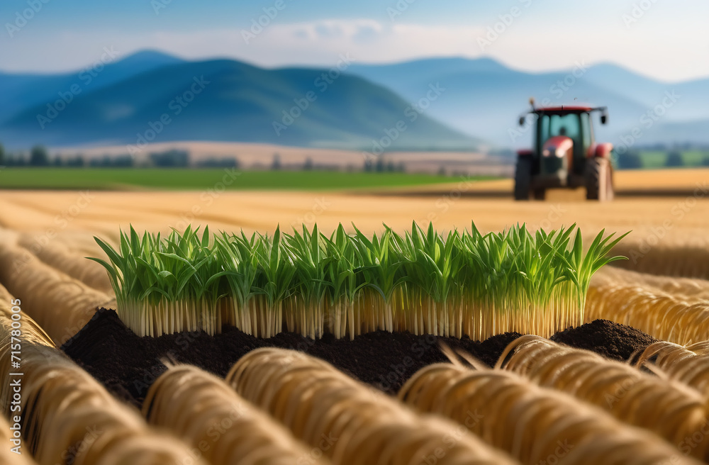 Spring harvest sowing campaign, planting plants in the soil, wheat ...