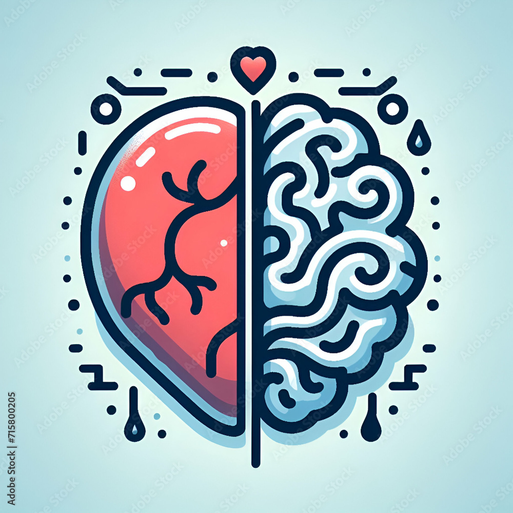 Heart and Brain concept, conflict between emotions and rational ...