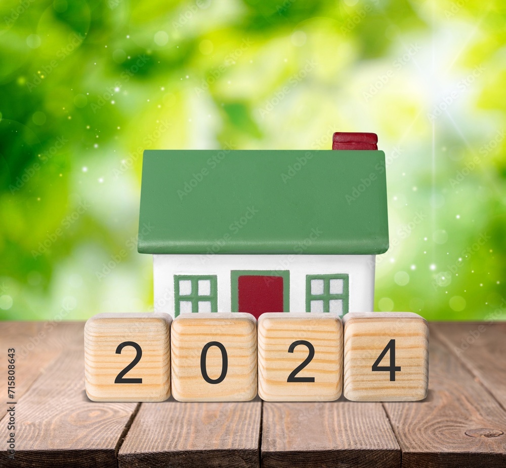 New year 2024. Real estate, house model Stock Photo | Adobe Stock