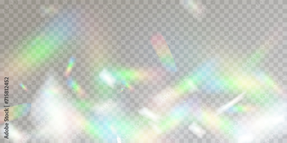 Colourful vector lens, crystal rainbow light and flare transparent ...