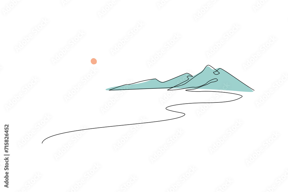 Abstract mountain range landscape, flat scenery background. Blue ...