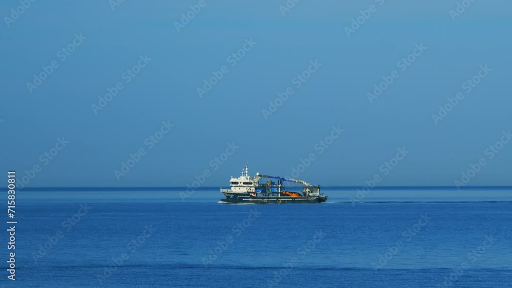 Vidéo Stock Fishing Vessel Goes To Sea To Catch Fish. Ship Floats On ...