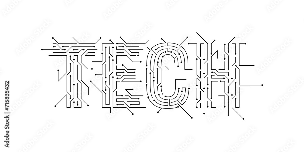 circuit tech logo. digital, futuristic tech logo. electronic tech word ...