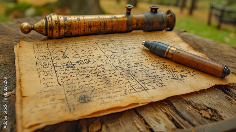 Ancient Drawing in the Style of Leonardo da Vinci with Writing Tools ...