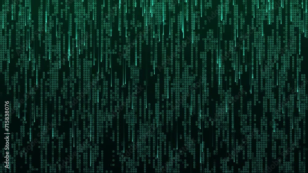 Animated green digital square background with looping technology ...