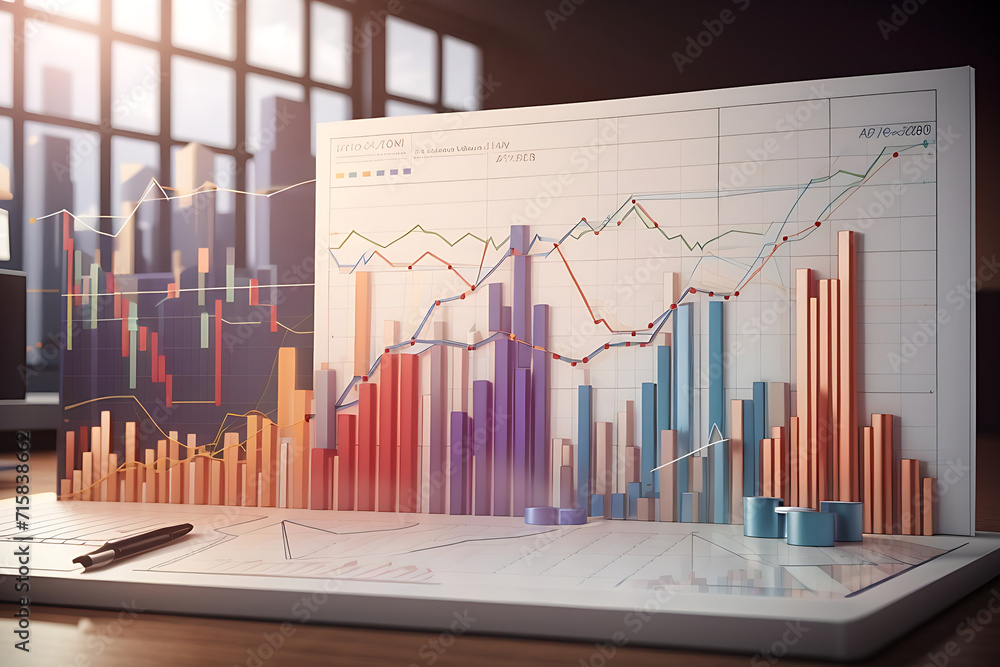Financial forecast chart analysis. Graph reflects data behaviour over ...