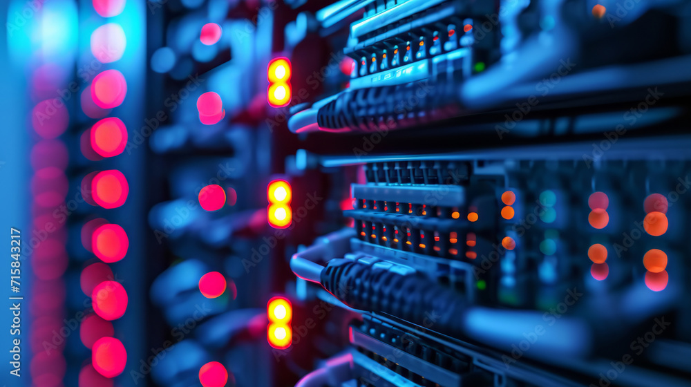 Data center and network devices in high performance operation Stock ...