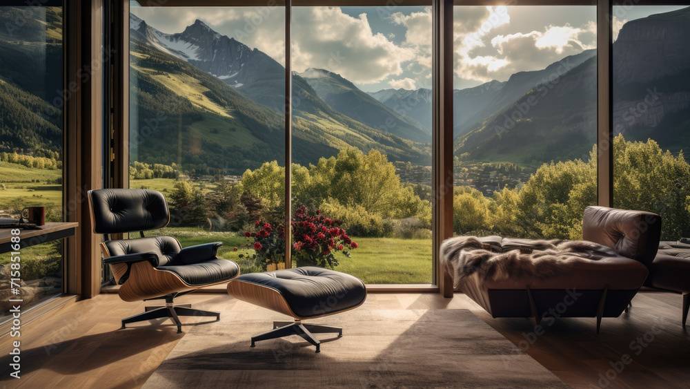 Scenic home office room background or backdrop for online presentations ...