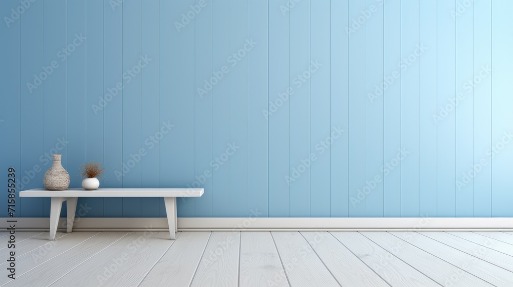 Clean and simple blue wall empty room background or backdrop for online ...