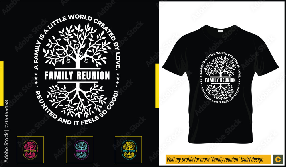 Family reunion tree tshirt design vector download, Trees in both sides ...
