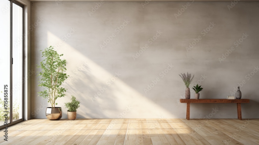 Clean and simple light color wall interior empty room background or ...