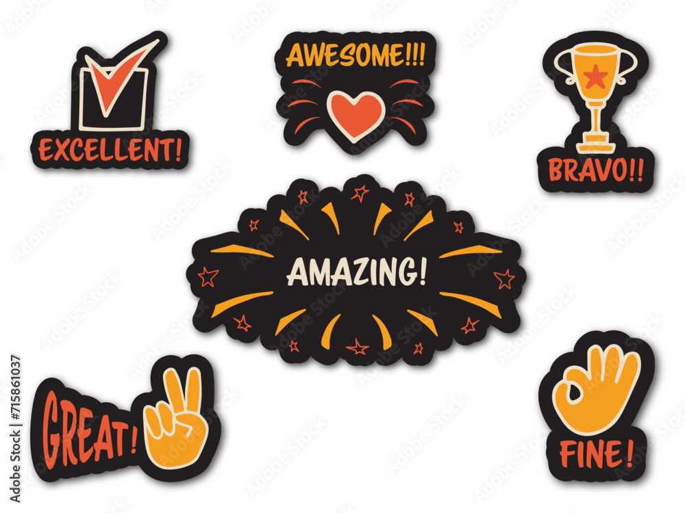 Set of colorful stickers with inspirational and motivational, positive ...