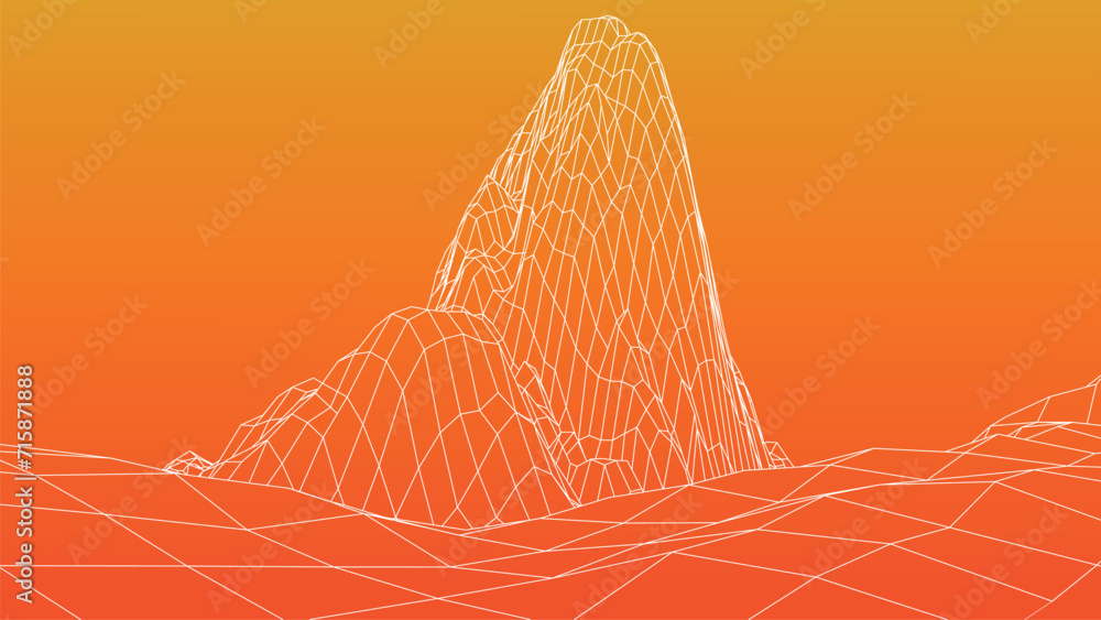 Abstract vector frame landscape background. Cyberspace grid. Frame ...