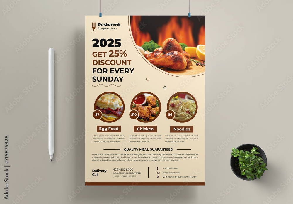 Food Flyer Template Layout Stock Template | Adobe Stock