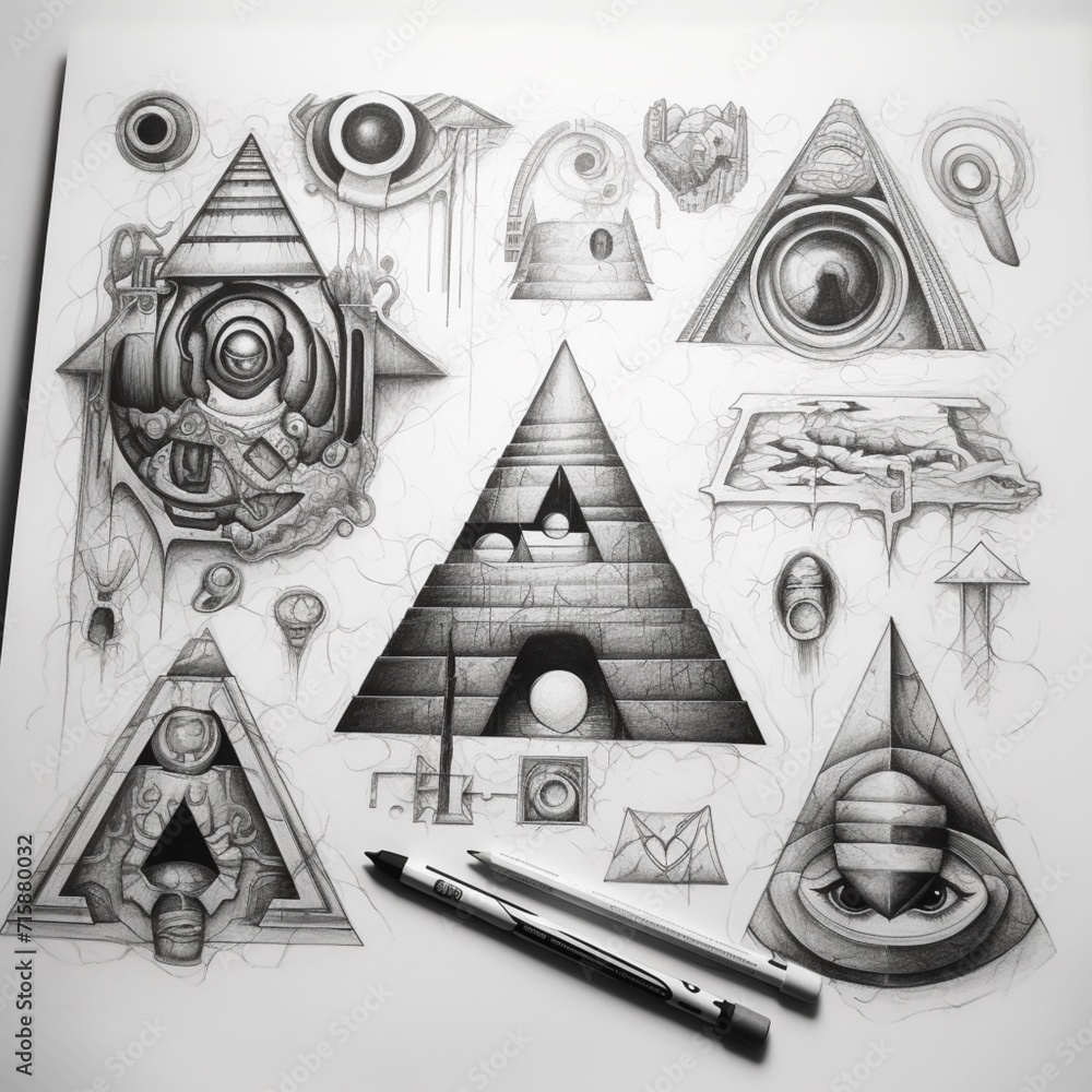 Pencil sketch ancient symbol images Generative AI Stock Illustration ...