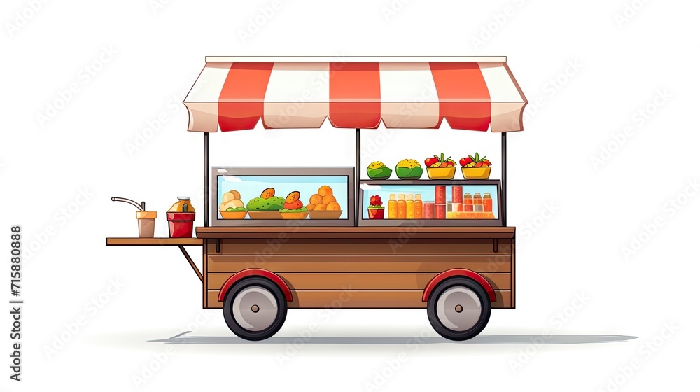 dynamic image of a cart kiosk, a portable store on wheels, isolated on ...
