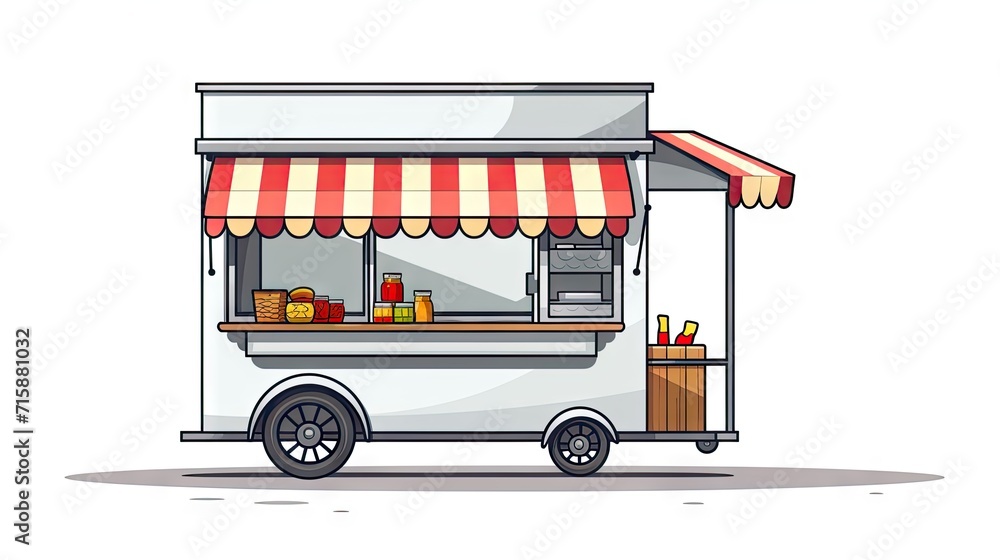 dynamic image of a cart kiosk, a portable store on wheels, isolated on ...