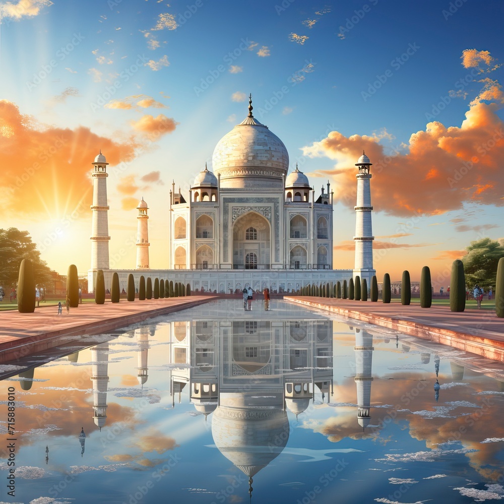 India wallpaper with a great building in the background ,illustration ...