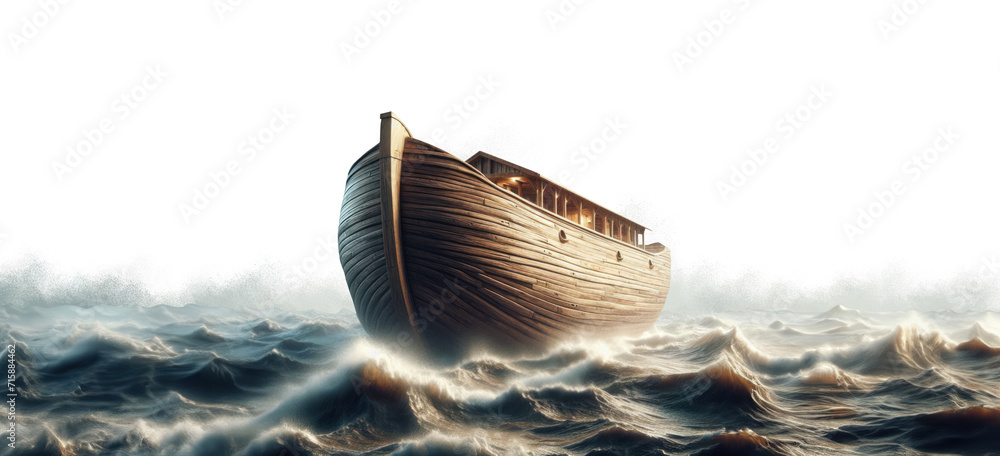 Noah's ark. Isolated transparent background. Stormy ocean. Biblical ...