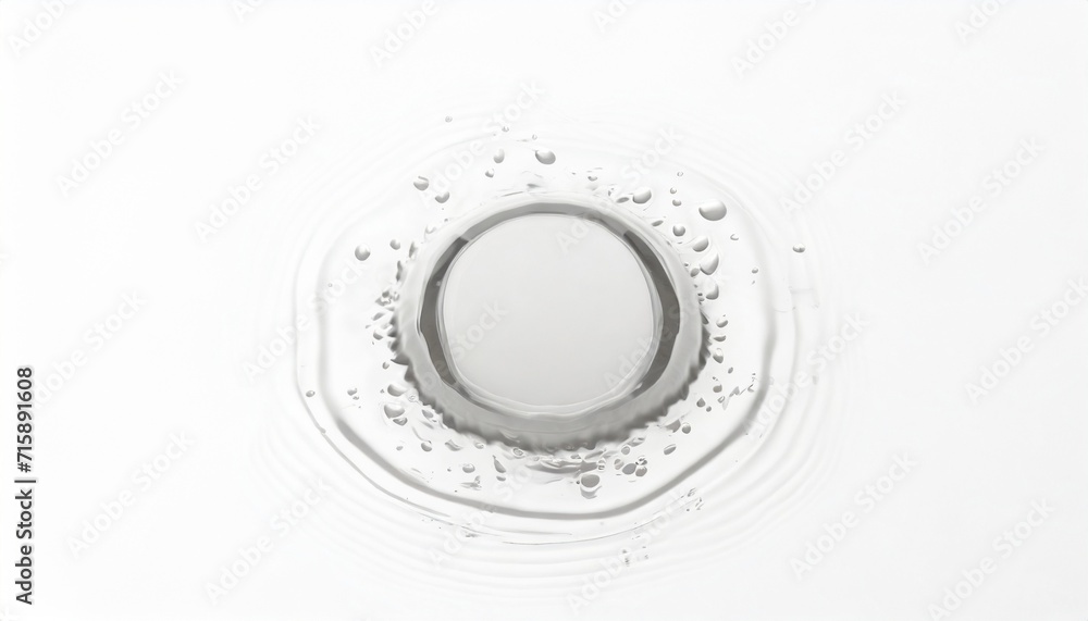 real image top view spilled water drop on the floor isolated on white ...
