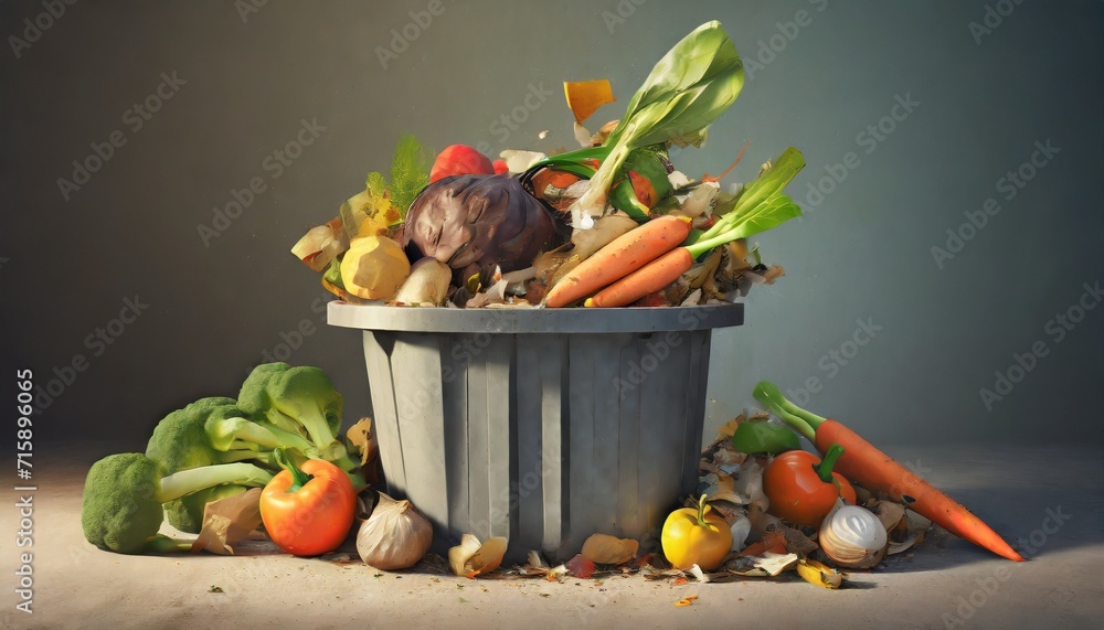 illustration of unused rotten veggies are disposed of in the trash food ...
