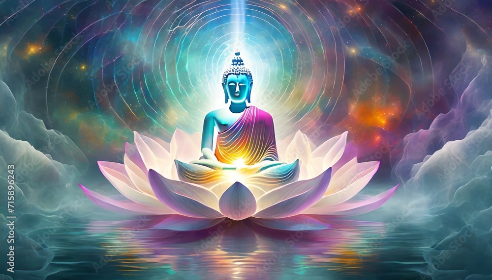 illustration of buddha aura of energy surreal fantasy light flashing ...
