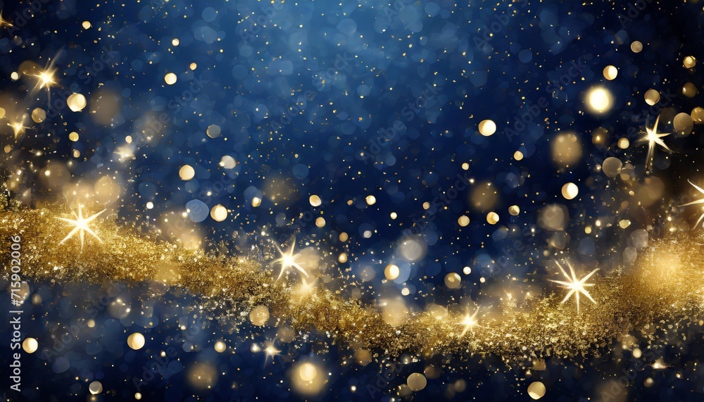 abstract background with dark blue and gold particle new year christmas ...