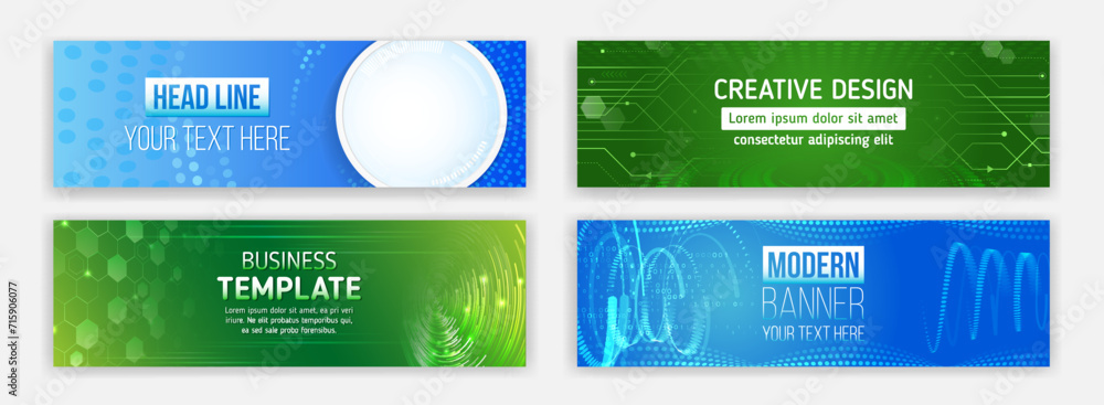 High-tech horizontal banner template. Modern banner design with ...