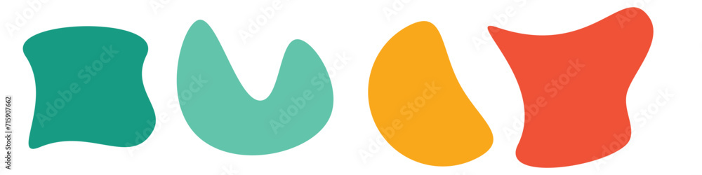 Organic amoeba blob shape abstract green color with line vector ...