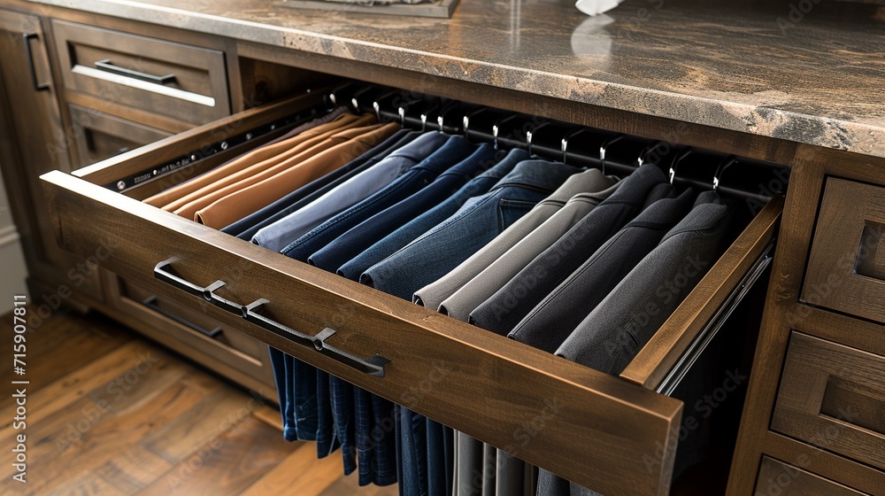 Pull-out pants rack with multiple rods for organized and wrinkle-free ...