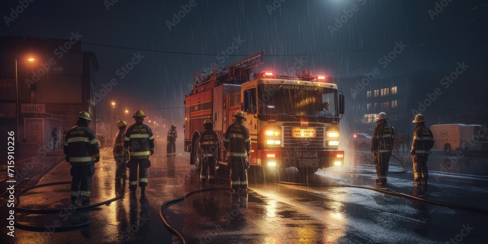Fire engine. Generative AI. The fire engine are with ladders ...