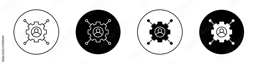 Skills icon set. important expertise gear vector logo symbol in black ...