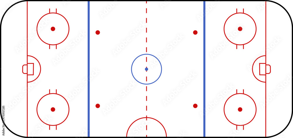 Hockey rink. Hockey field. International Ice Hockey Rinks standard ...