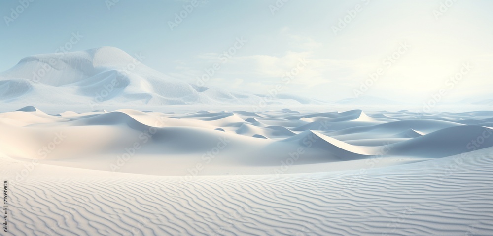 Surreal desert landscape with hyper-realistic sand dunes shaped like ...